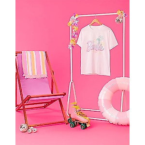 Barbie Women's Palm Tree T-Shirt | Iconic Brand | Fashionable White Top | Comfortable Retro Fit Movie Merchandise Gift - Large