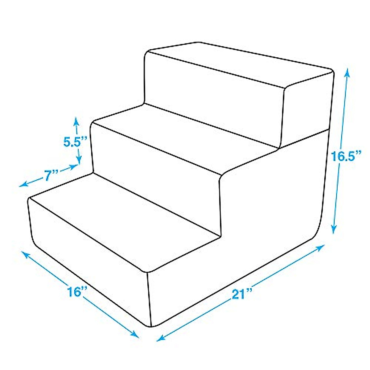 Best Pet Supplies Foldable Foam Steps for Small Pets, Portable Ramp Stairs for Couch, Sofa, & High Bed Climbing, Non-Slip Indoor Step Support, Paw Safe - Gray Lattice, 3-Step (H: 16.5") (STF240C-S)