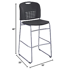 Safco Products Vy Bistro Height Sled Base Chair, Black