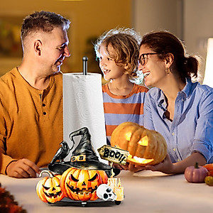 13.4inches Halloween Paper Towel Holder Kitchen Decor Metal Paper Towel Stand Halloween Kitchen Decorations Accessories for Home,Table Countertop(Tissue Paper not Included)