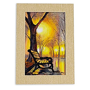 Pack of 25 Acid Free 10x15 Mats Bevel Cut for 8.5x11 Photos - Fresh Linen Canvas Precut Matboards With Backing Boards and Clear Photo Mat Bags For Pictures, Photos, Framing - 4-ply Thickness