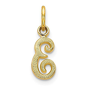 14K Yellow Gold Dainty Letter E Initial Name Monogram Necklace Charm Pendant Only
