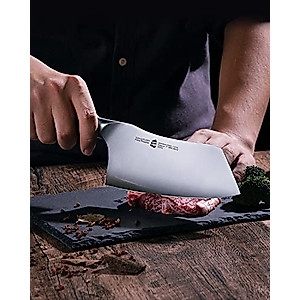 TUO Cleaver Knife, Chinese Chef Knife Stainless Steel 7 inch Vegetable Meat Cleaver with Pakkawood Handle, Heavy Duty Blade for Home Kitchen