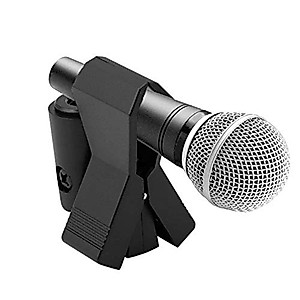 Universal Microphone Clip Holder Stands with 5/8" Male to 3/8" Female Nut Adapters Butterfly Style Microphone Clip Holder for Handhold Microphone Black 2 Set