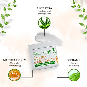 Wild Naturals Manuka Honey Moisturizer for Dry, Sensitive Skin – Eczema Relief Face Cream – Soothing Cream for Redness & Irritation – Face, Hand & Body Moisturizer for Women & Men