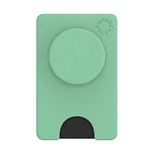PopSockets PopWallet+ with Swappable PopTop: Phone Grip, Phone Stand, and Wallet for Cards, Removable, Ultra Mint
