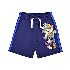 Disney Toy Story Woody, Buzz Lightyear and Forky Boys’ 2 Pack Shorts for Toddlers and Little Kids – Blue/Navy
