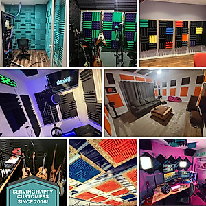 Bass Absorbing Wedge Style Panels - Soundproofing Acoustic Studio Foam - 12"x12"x4" Tiles - 2 Pack - DIY (Charcoal)