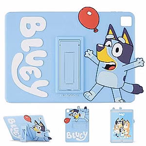 Bluey Kids Case for iPad, 9th Generation iPad Case, iPad 8th Generation Case, iPad 7th Generation Case for Kids, iPad 10.2 Case 2021/2020/2019, Tablet Cover with Stand, Shockproof Silicone Protector