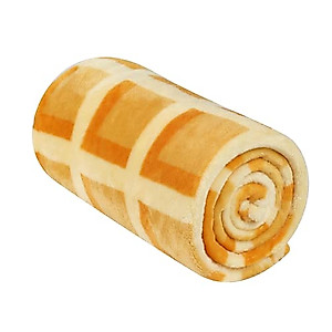 Bnuitland Waffle Funny Blanket,300 GSM Double Sided Giant Funny Throw with Waffle Pouch,Realistic Super Soft Food Blanket,Novelty Tortilla Swaddle Blanket for Baby/Kids and Pets Wrap