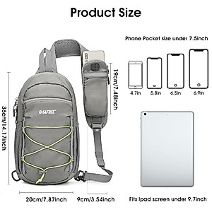 G4Free Sling Bag Backpack RFID Blocking Crossbody with Front Pocket Hiking Daypack Outdoor Chest Bag for Women Men Grey