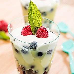 Restaurantware 7 Ounce Plastic Glasses 100 Round Incline Shooter Cups- Disposable Small Seagreen Plastic Round Bowls Unique Design For Soups Appetizers Or Desserts