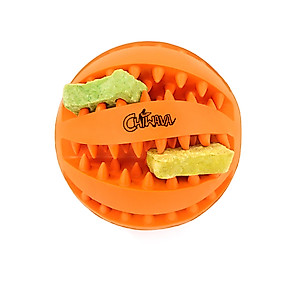 CHIWAVA 2 Pack 2.75" Rubber Teething Dog Toy Dental Balls Food Treat Feeder Chew Ball for Large Dogs