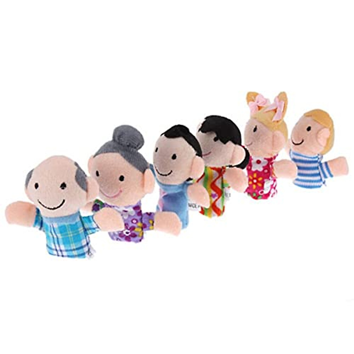 6 Piece Mini Grandparents, Finger Puppet Set, Cloth Velvet Puppets, 6 People Family Members Finger Puppets Toys Set, Story Time, Party Favors for Boys Girls Birthday Gifts Christmas Stocking Stuffers