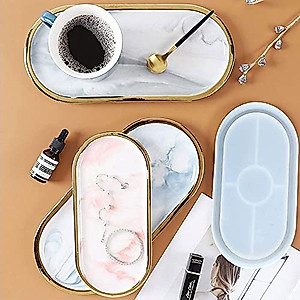 Resin Tray Molds, 2 PCS Oval Coaster Epoxy Resin Rolling Tray Mold for Resin Jewelry Making Mould DIY Jewelry Tray Dishes for Office Home Decoration Supplies