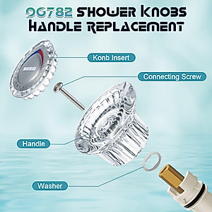 Enhon 2 Pack Shower Knob Handle Kit Compatible with Moen 96797 Chateau Collection, Replacement Faucet Handle Kit for Bathroom Tub and Shower, Include Screws, Chrome Knob Insert