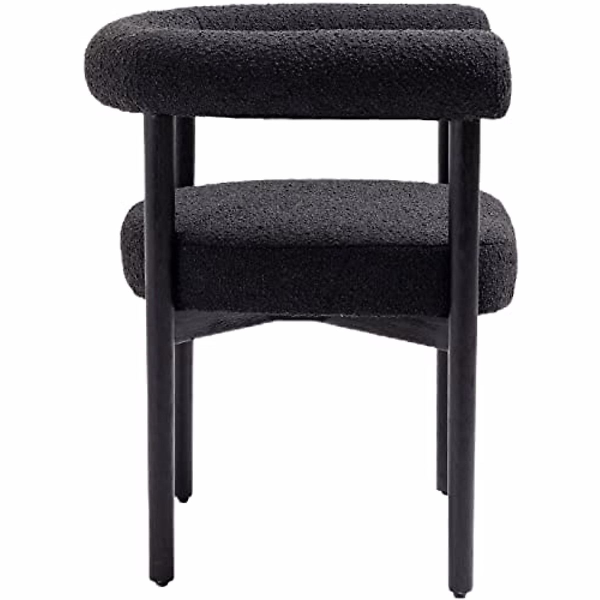 Meridian Furniture Hyatt Collection Mid-Century Modern Dining Chair, Solid Wood Finish, Rich Boucle Fabric, 26.5" W x 22" D x 28" H, Black