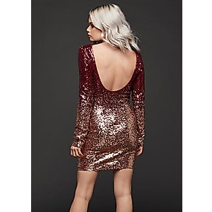 Womens Ombre Sequin Dress Bodycon Glitter Cocktail Dress Large