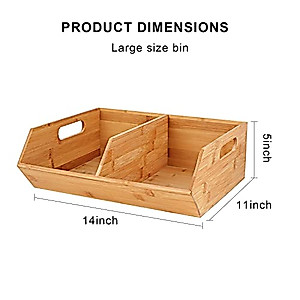 Bamboo Organizer Bin, Multi Purpose Organizer for Kitchen Supplies Holder, Fruit Bin, Cabinets, Pantry and Onion Storage Bin
