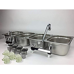 4 Large Compartment Concession Sink Portable 4 Traps Hand Washing Food Truck Trailer