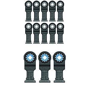 BOSCH Starlock Multitool Blades for Hard Wood, Laminate, 10-Pack, and Carbide Oscillating Tool Blades for Cutting Metal, 3-Pack, Bundle (13 Pieces)