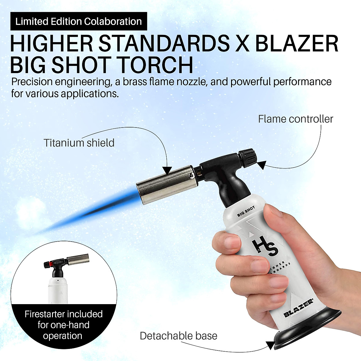 Higher Standards Big Shot Torch - Adjustable Flame Butane Kitchen Torch, Ideal for Cooking, Baking, Creme Brulee, Searing & DIY Projects