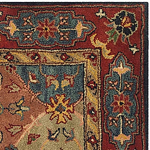 SAFAVIEH Heritage Collection 4' Square Red / Multi HG926A Handmade Traditional Oriental Premium Wool Area Rug