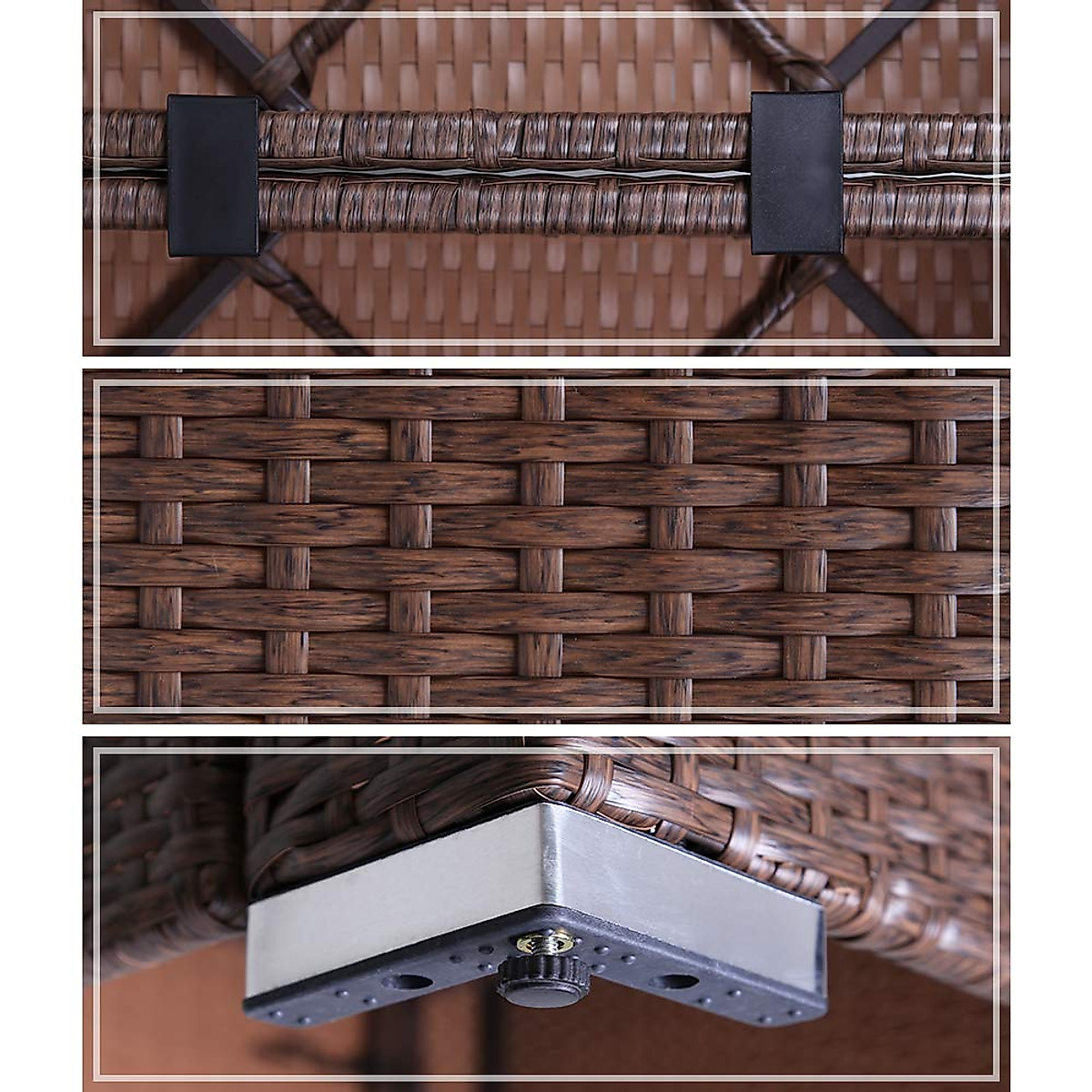 SUNVIVI OUTDOOR 6 Piece Patio Furniture, All-Weather Brown Wicker Outdoor Sectional Couch with Washable Removable Beige Cushions