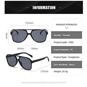 IKUVNA Vintage Aviator Sunglasses for Women Men 70s Glasses Retro Oversized Yellow Lens Shades