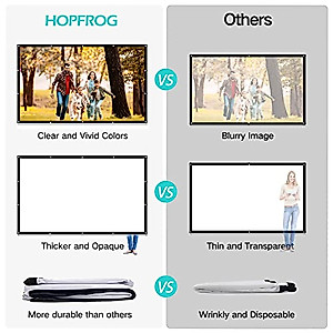 100 Inch Front and Rear Projector Screen, Simple Hangable Movie Screen with Hooks, Ropes, Portable Office Indoor & Outdoor Video Projection Screen