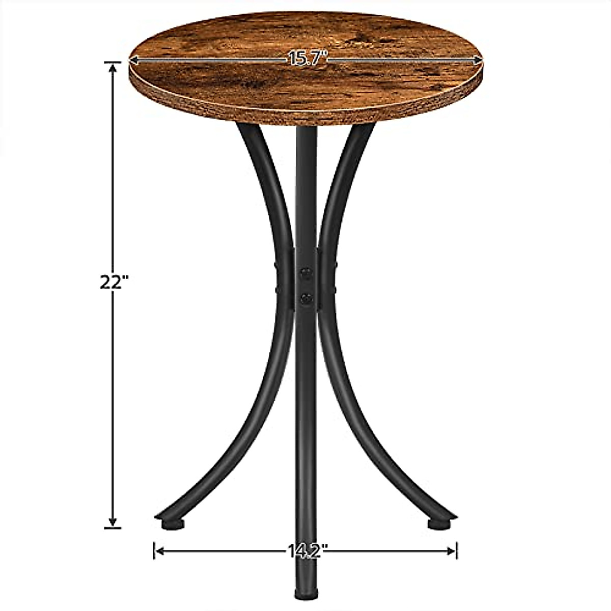 HOOBRO Side Tables, Set of 2 Round End Table, Industrial Sofa Couch Table, X Base Home Decor Accent Table for Small Space in Living Room, Bedroom and Balcony, Stable Metal Frame, Rustic Brown BF06BZ01