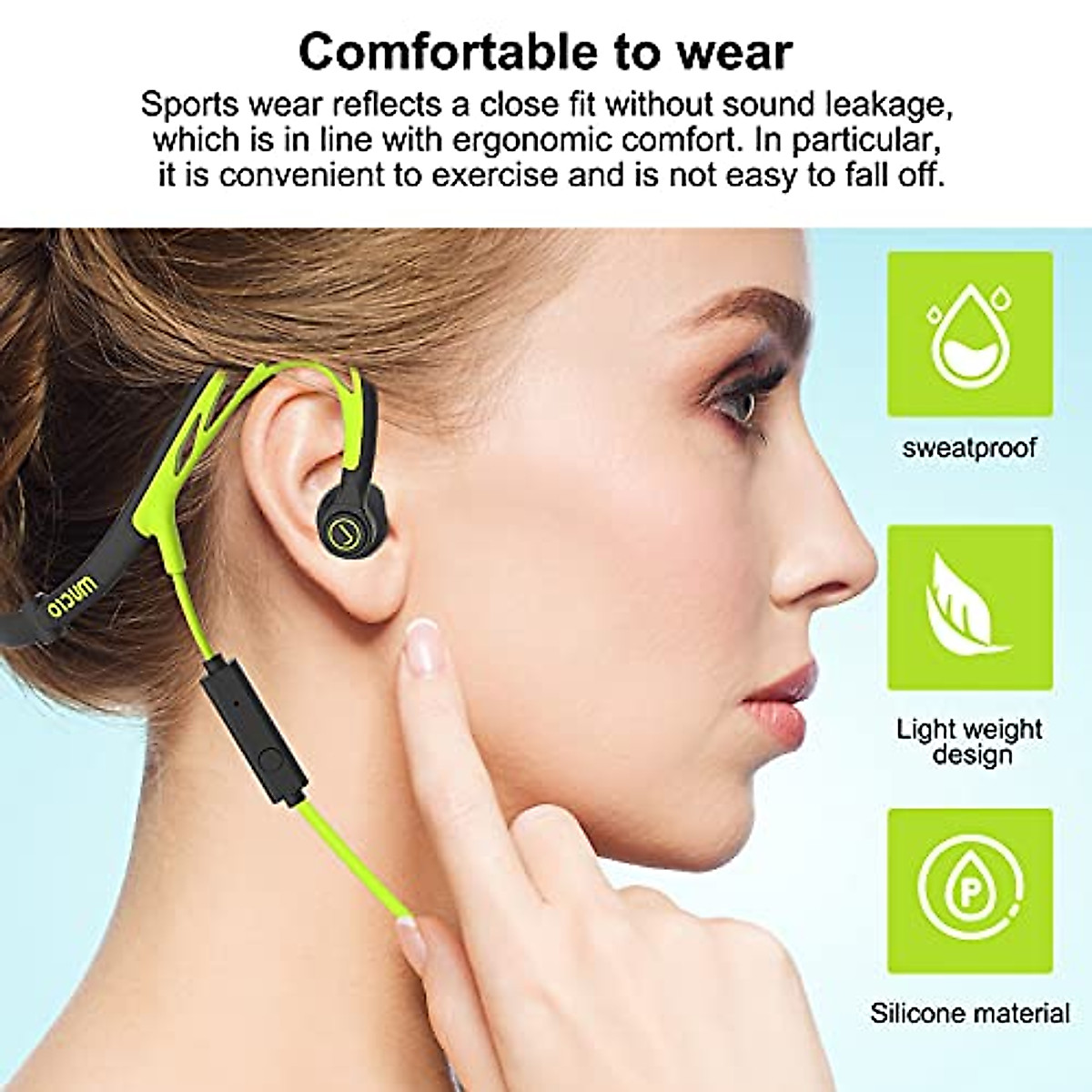 mucro Wired Over-Ear Headphones Sports Running Foldable Headphones Behind The Neck Headphones for Jogging Gym Workout with Microphone