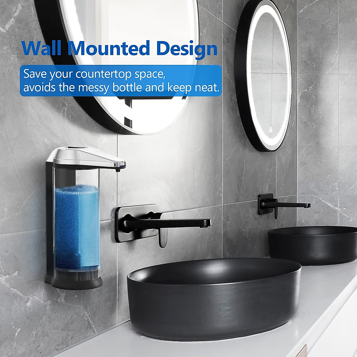 Automatic Soap Dispenser, 17oz/500ml Touchless Battery Operated Hand Soap Dispenser with Adjustable Soap Volume, Liquid Dish Soap Dispenser Touchless for Kitchen Sink Bathroom Commercial, Chrome