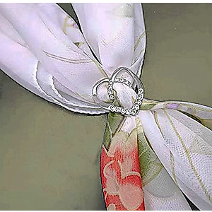 3 Pack Alloy T-Shirt Clips Rhinestone Scarf Ring Buckles 1.9 Inch Round Heart Shape Tshirt Scarves Clothes Waist Tie Decoration Accessories for Women Girls