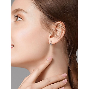 GLOQUAT Gold Hoop Earrings for Women Silver Plated Olive Leaf with CZ Huggie Hoop Earrings Hypoallergenic Zirconia Hoop Earrings Huggie Ear Cuff Jewelry Gifts 10mm