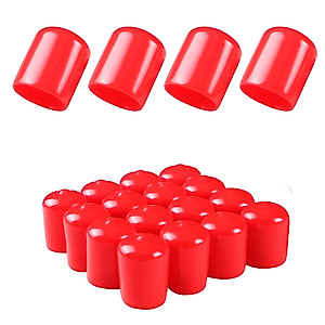 Aopin Rubber Round End Cap Cover 3/4 Inch (19mm) Screw Thread Protectors PVC Flexible Tubing Pipe Protective Bolt Screw Thread Protector Safety Cover | for Pipe Post Tubing Rod Cover 20 Pcs (Red)