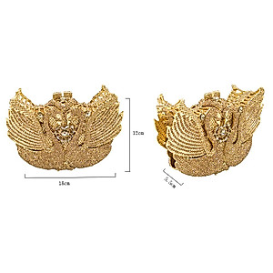 Boutique De FGG Women Swan Clutch Crystal Evening Bags Wedding Party Dinner Ladies Rhinestone Minaudiere Handbag (Small,Gold AB)