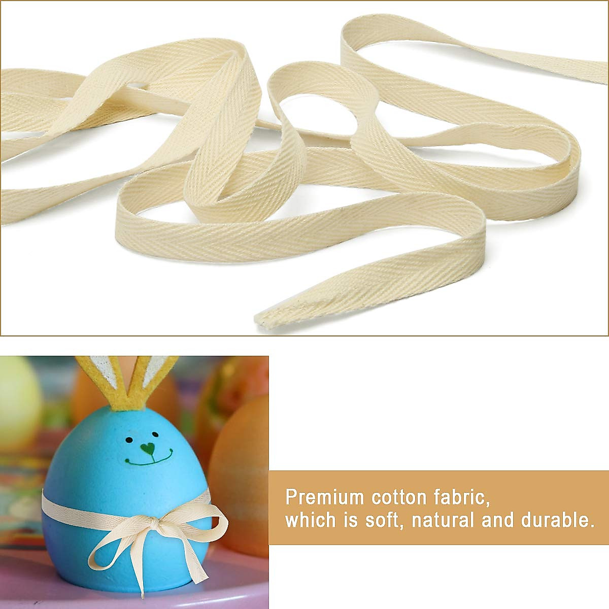 Coitak Cotton Twill Ribbon, 54.7 Yards Binding Ribbon Webbing Tape Trimming for Packing Garment Accessories Handmade DIY