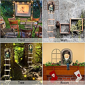 Thyle 4 Pieces Elf Out The Door Tree Hugger Garden Statue Gnome Resin Gnome Figurine Hanging Inappropriate Garden Gnomes Tree Gnome Decoration Tree Faces Decor Outdoor for Patio Lawn Ornament