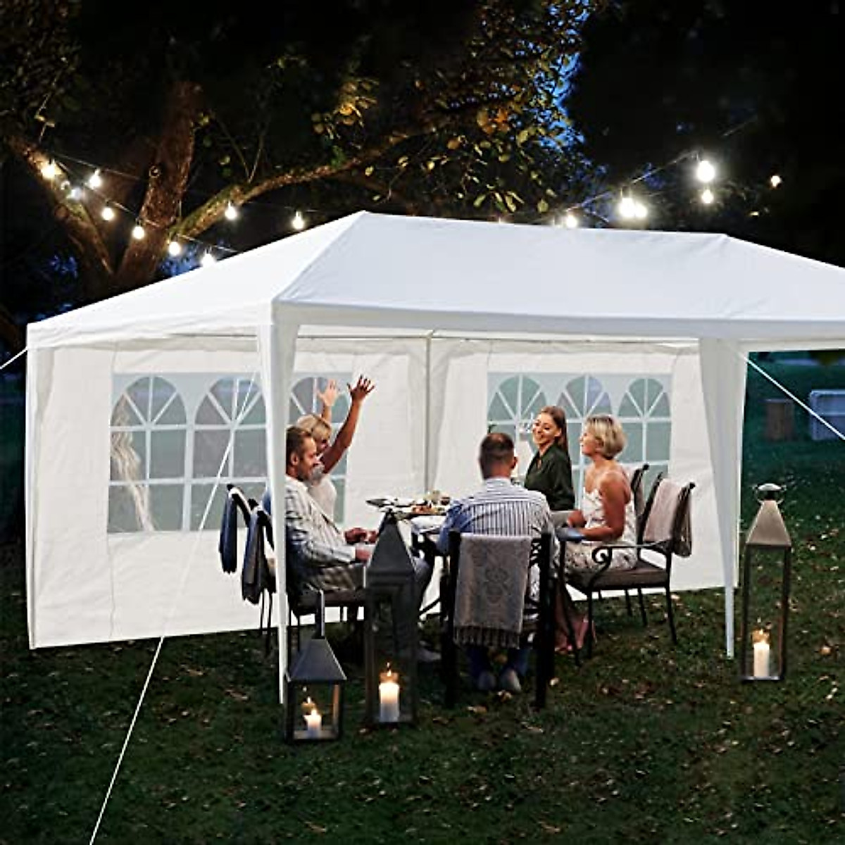 10'x20' Outdoor Party Tent for Birthday, Wedding Parties, Patio Gazebo, Canopy Tent with 6 Removable Sidewalls and 2 Doors, Cater Events Pavilion with Transparent Windows, Waterproof, Easy Set