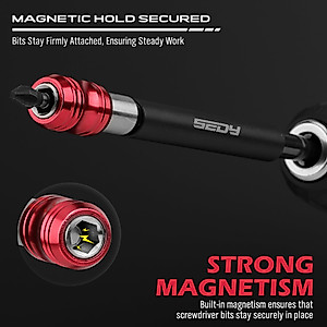 Magnetic Screwdriver Bit Holder Set: 1-Piece 1/4 Inch Hex Shank Quick Release Extension Adapter | Super Straight Durable CR-V Steel | Universal Fit for Impact Driver Bits | 6" Long