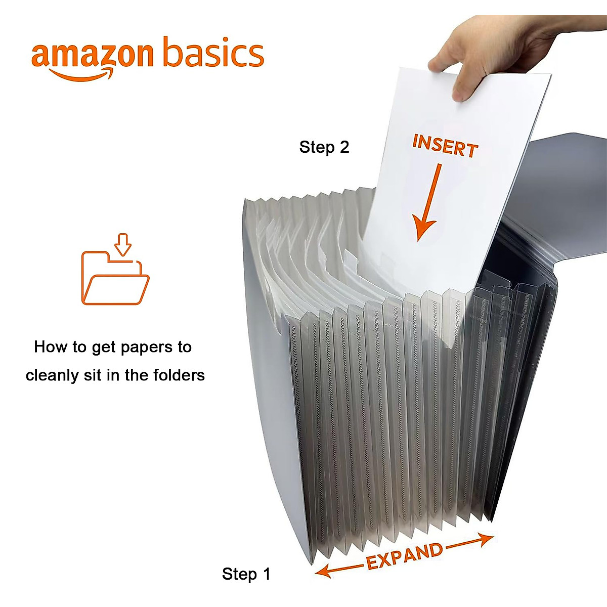 Amazon Basics Expanding Organizer File Folder, Letter Size - Black, 1-Pack