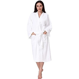 Acanva Women's & Men's Terry Robe Plush Cotton Spa Kimono Bathrobe