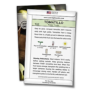 Sow Right Seeds - Toma Verde Tomatillo Seed for Planting - Non-GMO Heirloom Packet with Instructions to Plant a Home Vegetable Garden