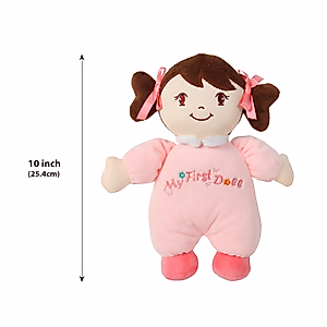 Linzy Plush Soft Plush Baby Doll My First Doll Safe for All Ages Mi Primera Muñeca Stuffed Plush Doll 10''(83561BROWN)