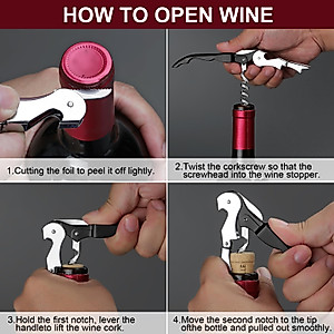 Uaorexplo Wine Key, Black, 2PCS, Waiter Corkscrew Wine Opener Manual, Double Hinged with Foil Cutter, Sturdy Stainless-Steel Screw, Wine Bottle Opener for Servers, Waiters, Bartenders and Sommeliers