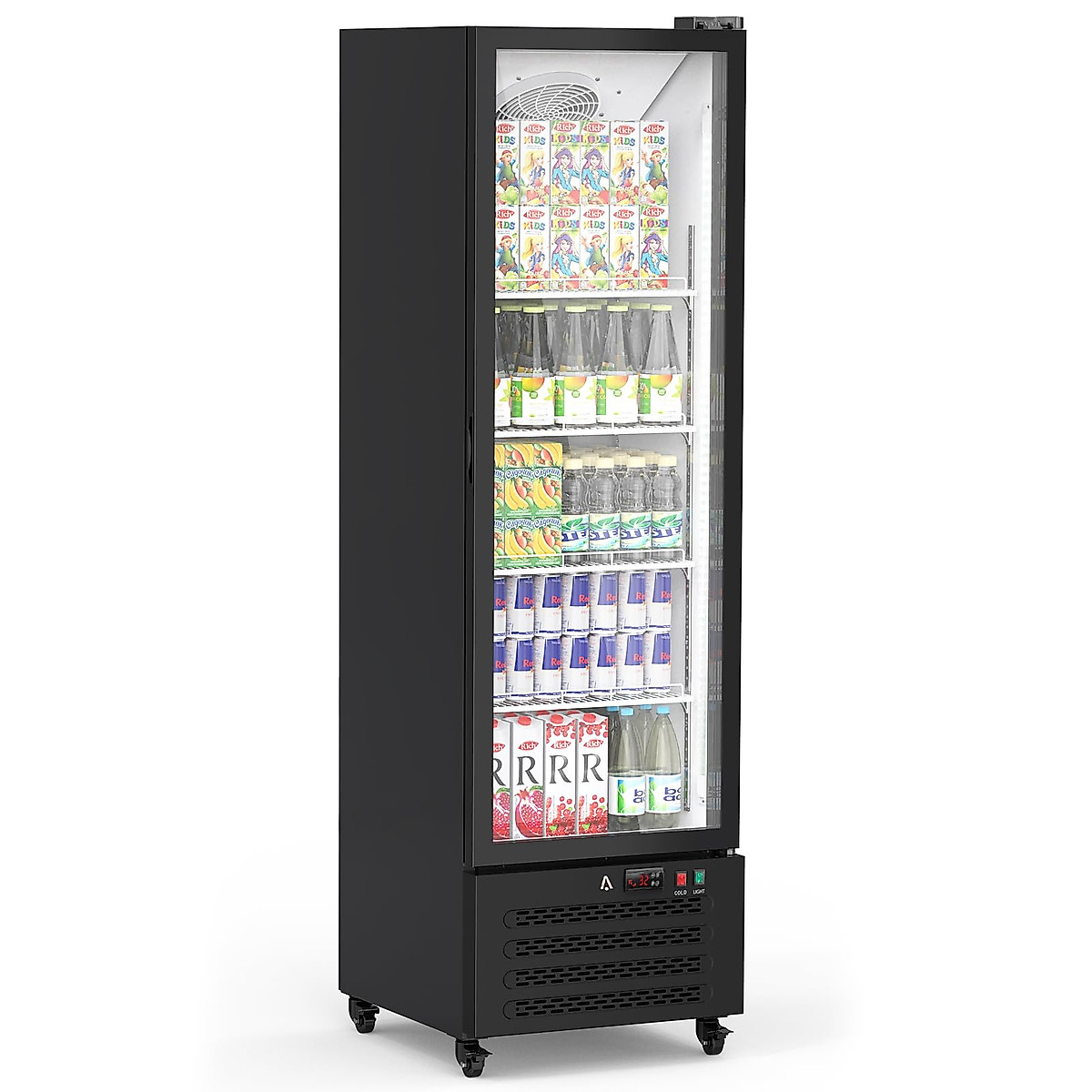 ACONEE Refrigerator Commercial Glass Door Display Upright Freezer, Black