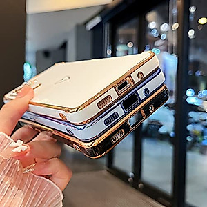 ZTOFERA Designed for Samsung Galaxy S20 FE 5G Case,Cute Plating Edge Love Hearts Pattern with Camera Lens Protection Phone Cover for Girls Women,White