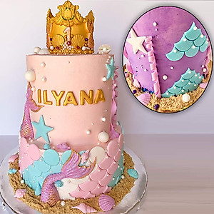 Palksky Mermaid Cake Fondant Cutter/Scale Cookie Cutter Geometric Multicutter Biscuit Cutters Cake Embossing Mold for Mermaid Birthday Party Novel Creative Cupcake Decorating Supplies(Set of 3)