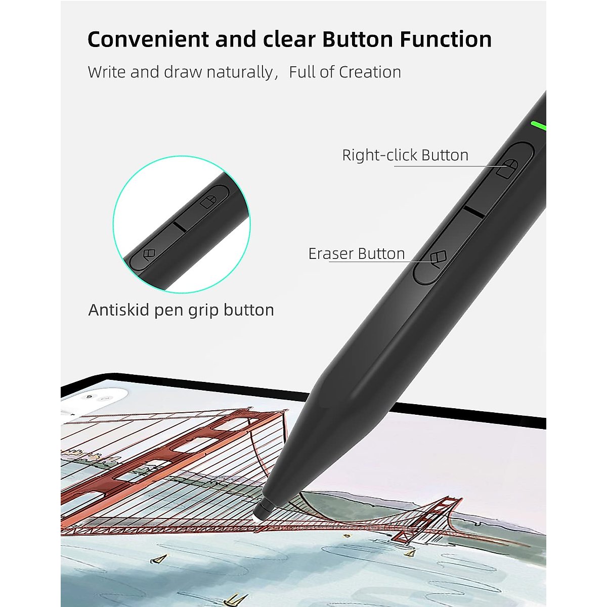 Uogic Stylus Pen for Microsoft Surface,with 4096 Pressure Sensitivity & Bluetooth, for Surface Pro 10/9/8/7/7+/6/5/4/X,Surface Go/2/3,Duo/Duo2,Surface Book/2/3,Surface Laptop 1-5/Studio,Studio1/2/2+
